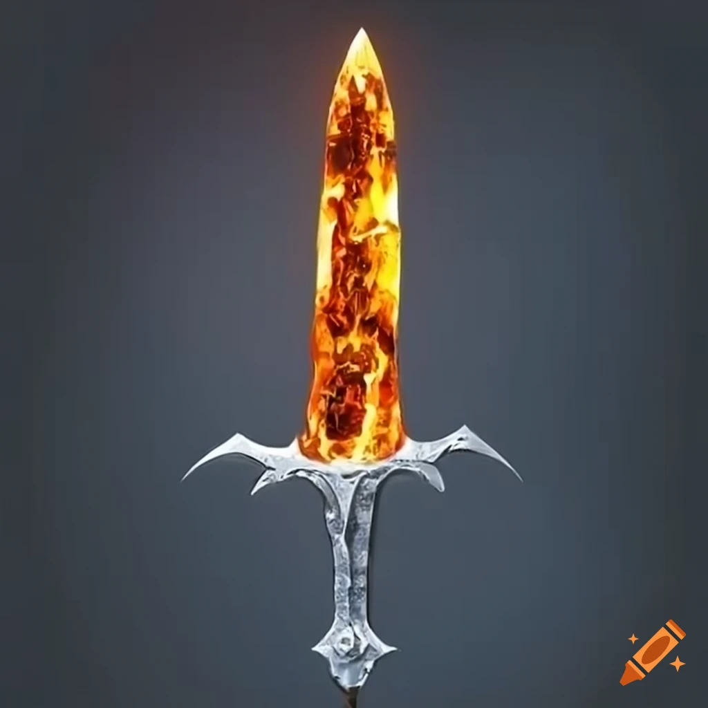 Mythical sword with fiery orange electricity on Craiyon