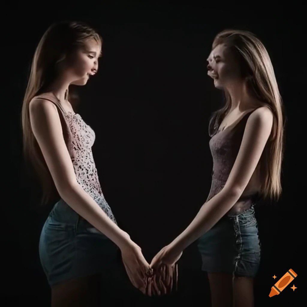 Artistic representation of two girls in separate worlds on Craiyon