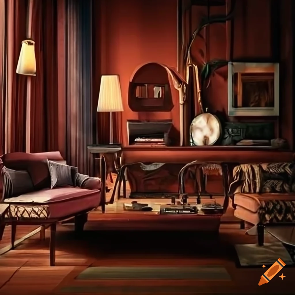 Joker-themed living room decor on Craiyon