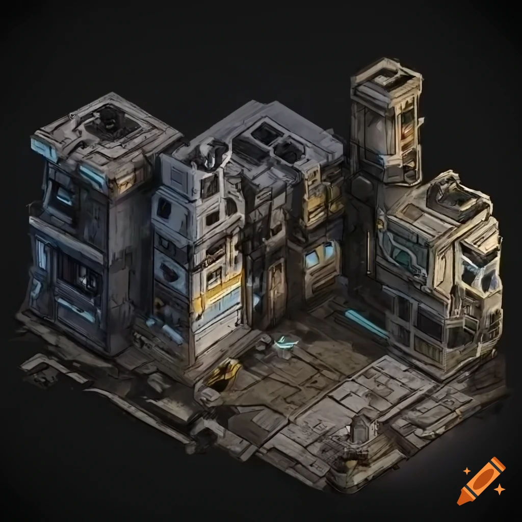 Intricate modular isometric concept art of game terrain on Craiyon