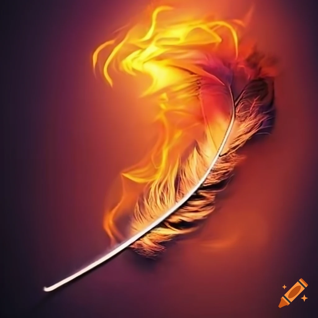 Artwork of a fiery feather on Craiyon