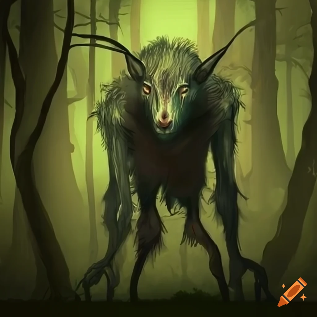 Image of a mysterious goatman in the forest on Craiyon