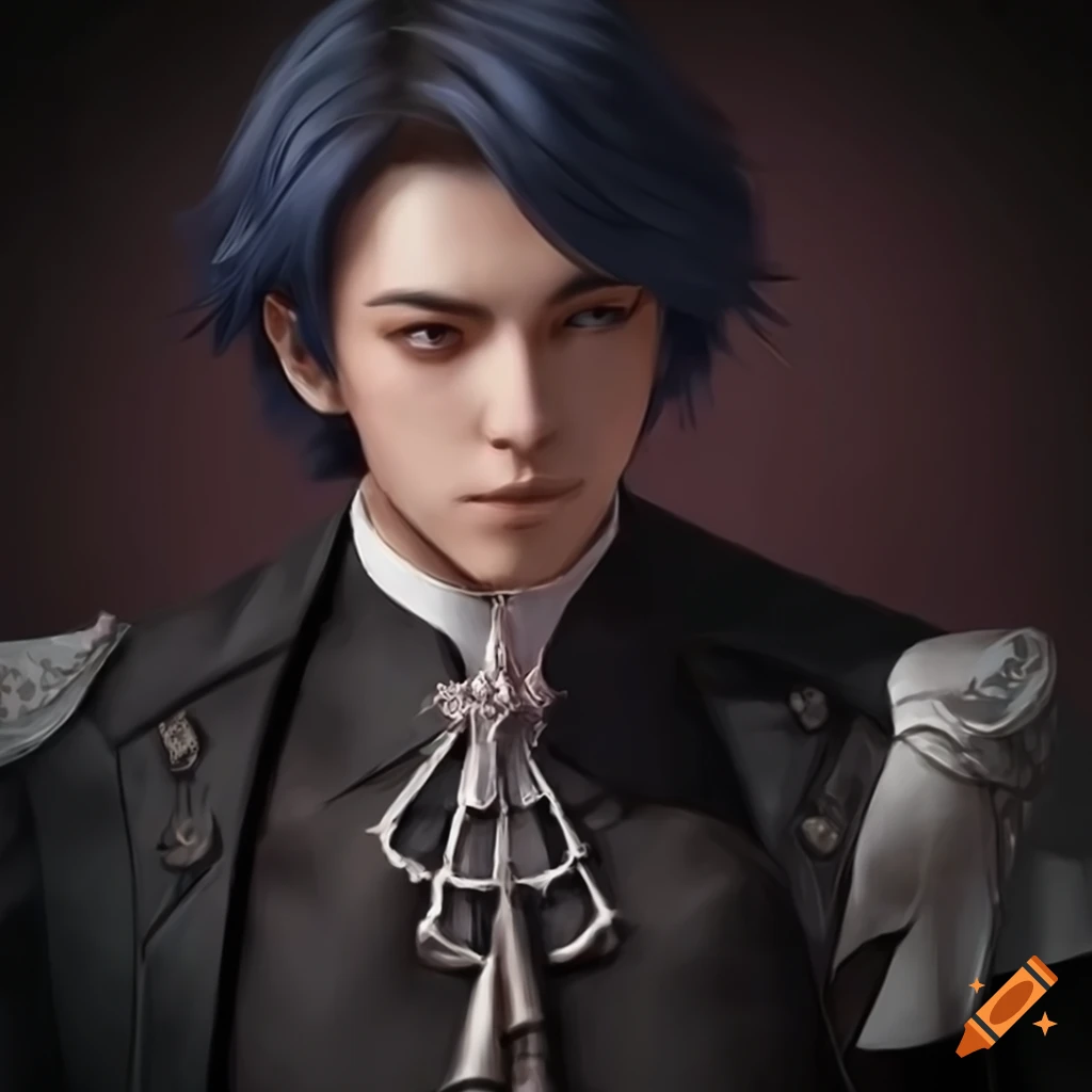 Hyper realistic portrait of a flamboyant dark-haired butler on Craiyon