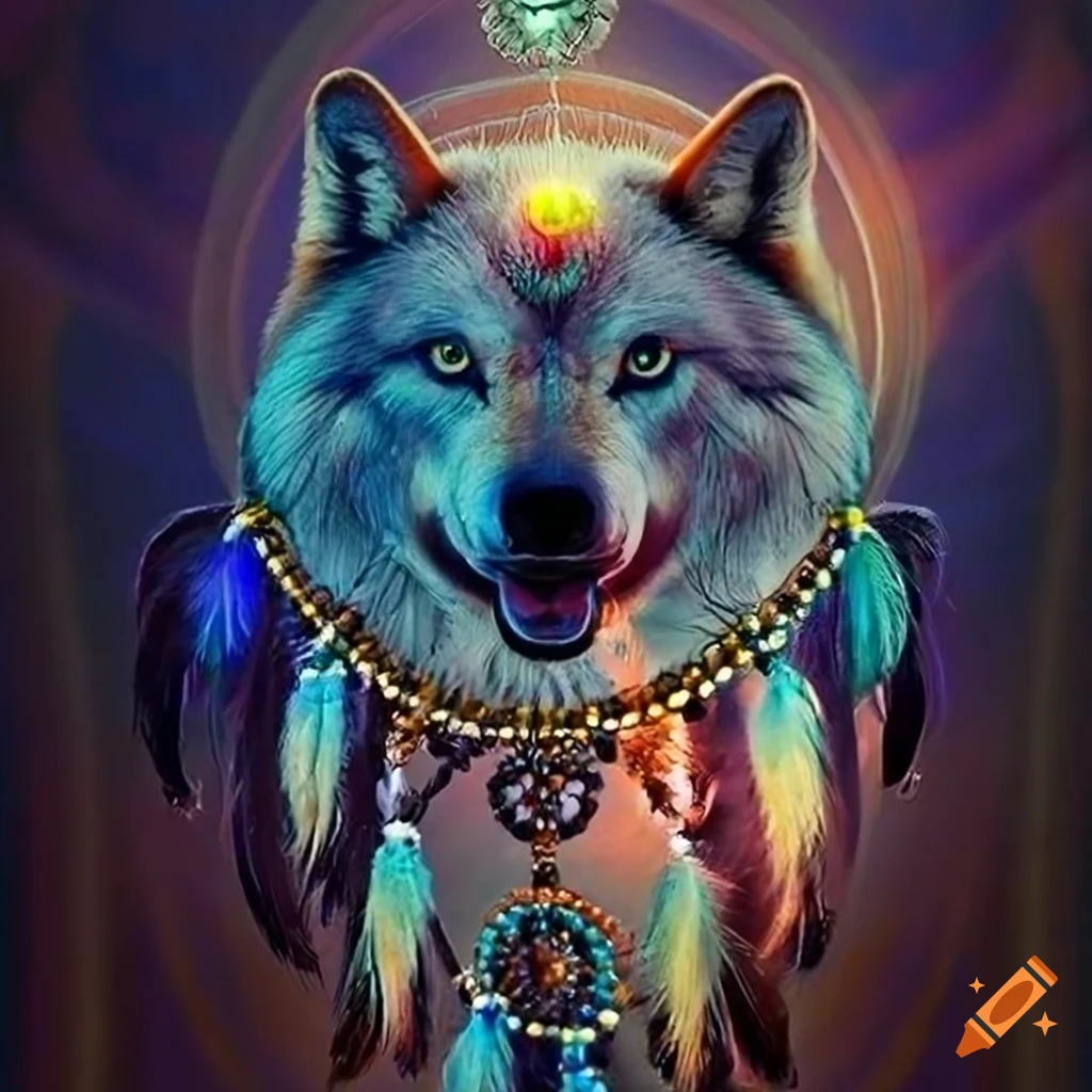 Detailed wolf dream catcher artwork on Craiyon