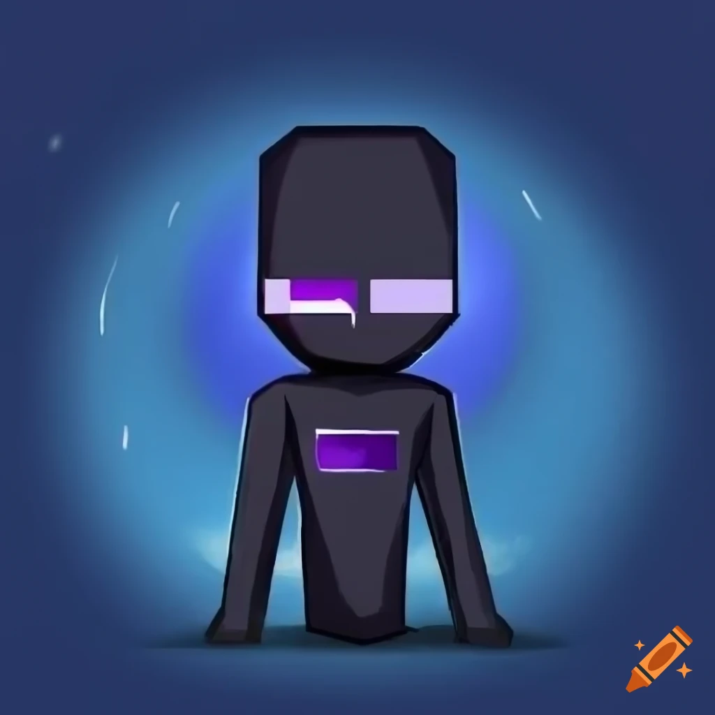 Enderman character on blue background