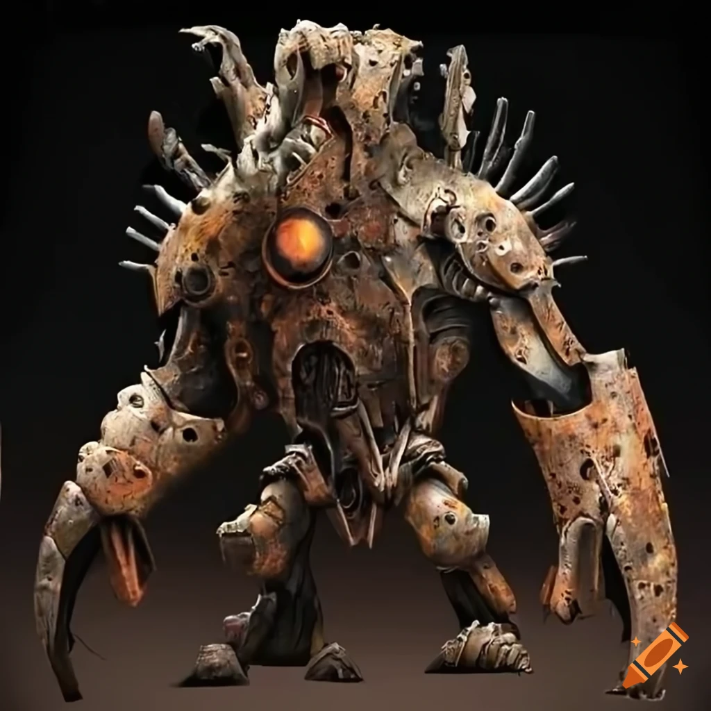 Image of a rusted machine monster robot beast on Craiyon
