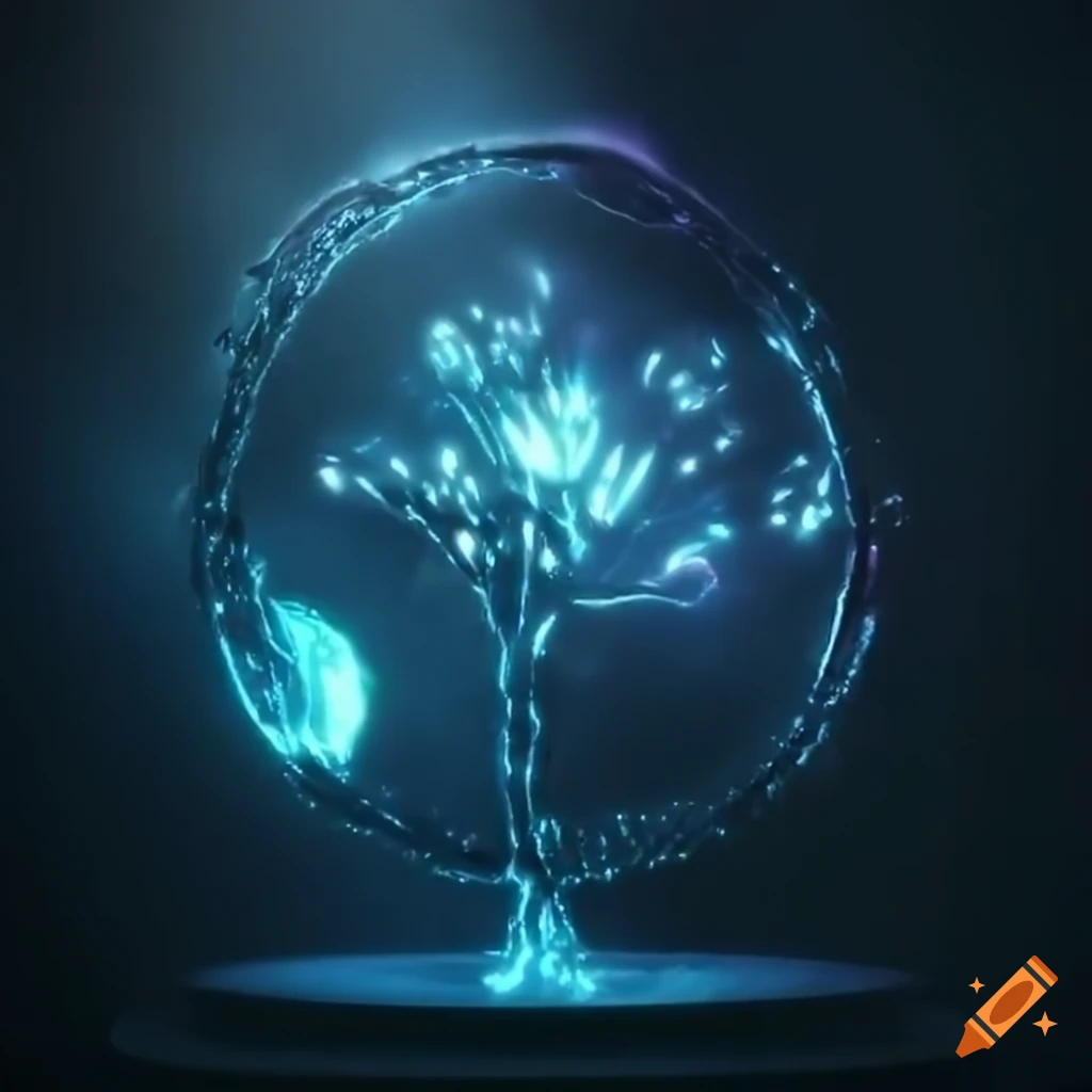 Levitating tree surrounded by magic on Craiyon