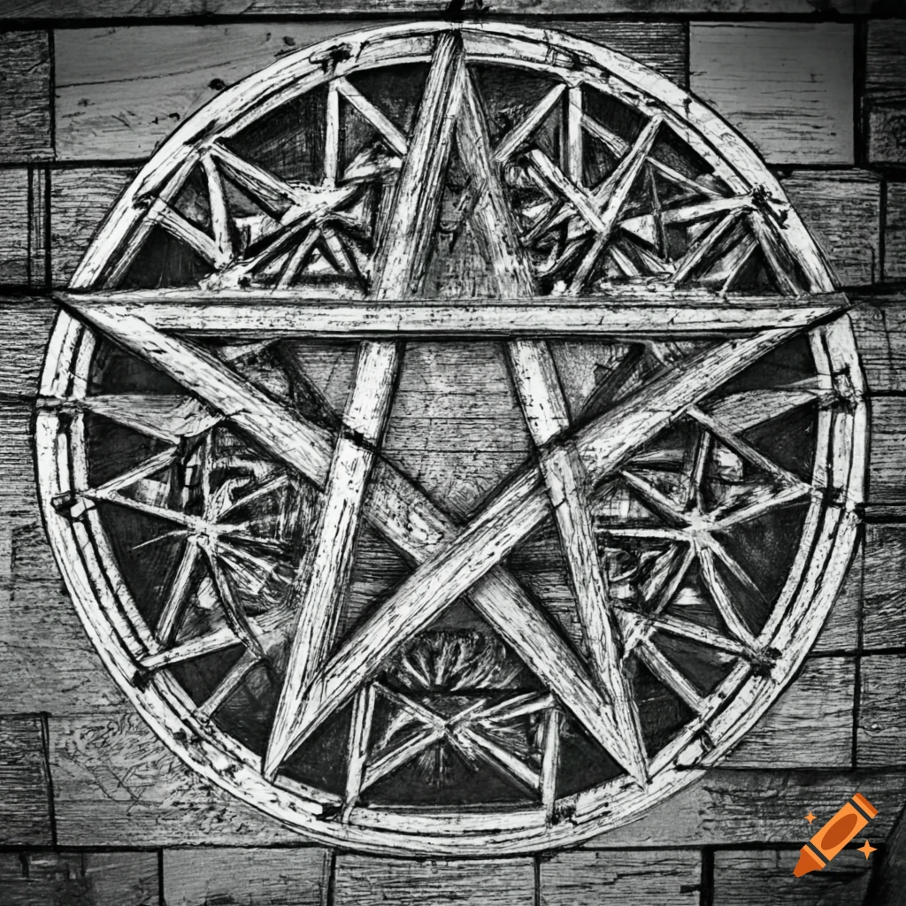 Geometric pentagram design on Craiyon