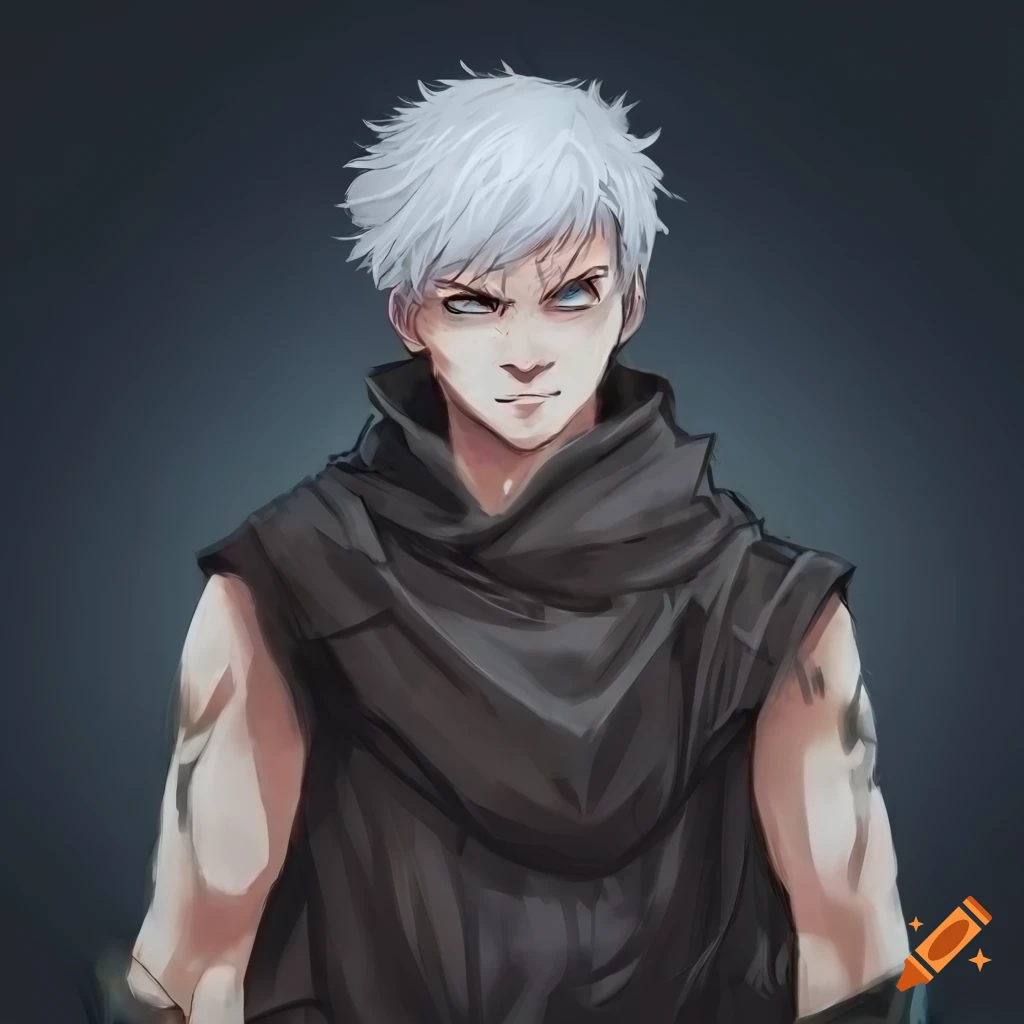 Illustration of a rugged young man in fantasy clothes on Craiyon