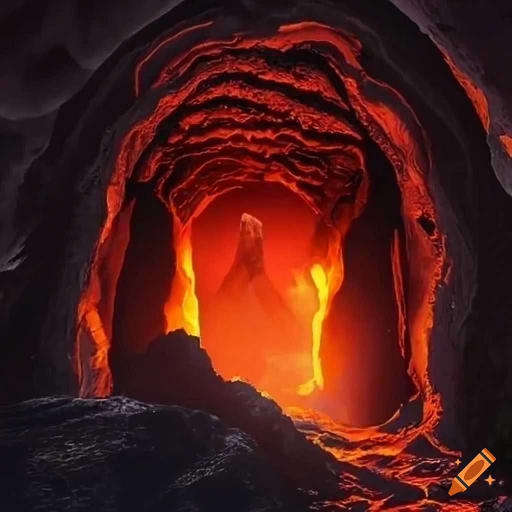 Surreal illustration of a lost man surrounded by lava and demons on Craiyon