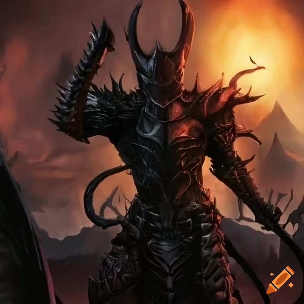 Dark knight and dragon in a mythical scene on Craiyon