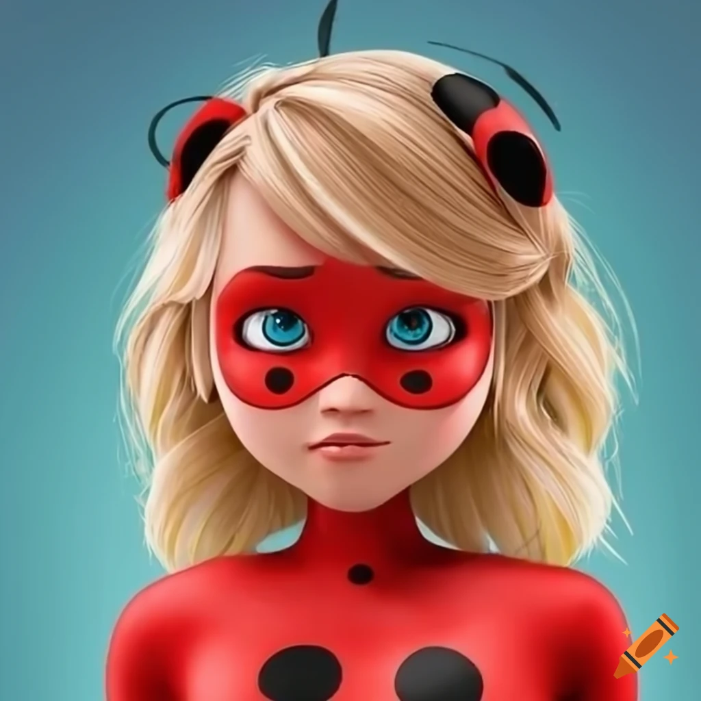 Blonde girl with long hair in the style of Miraculous Ladybug on Craiyon