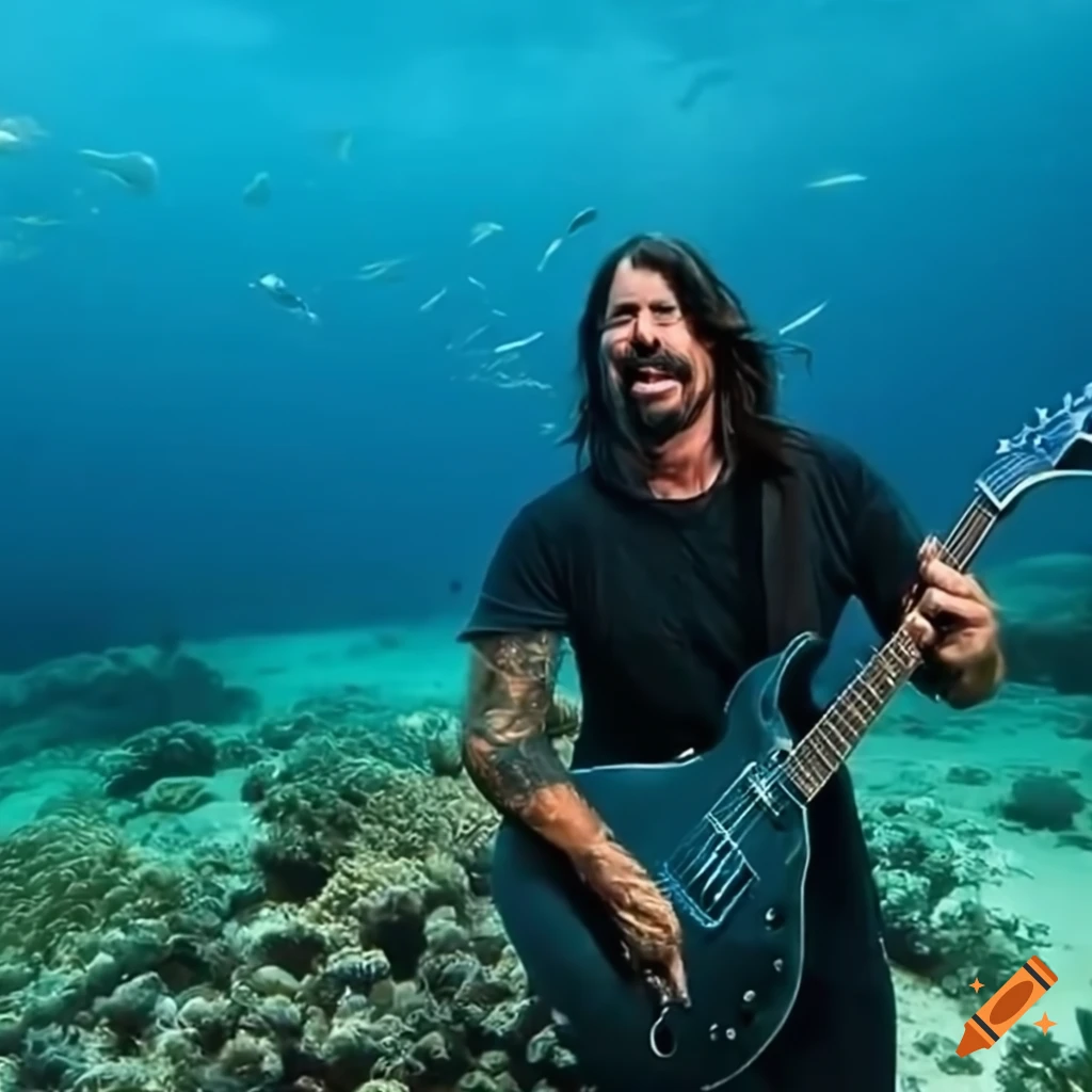Image of Dave Grohl snorkeling in the sea on Craiyon