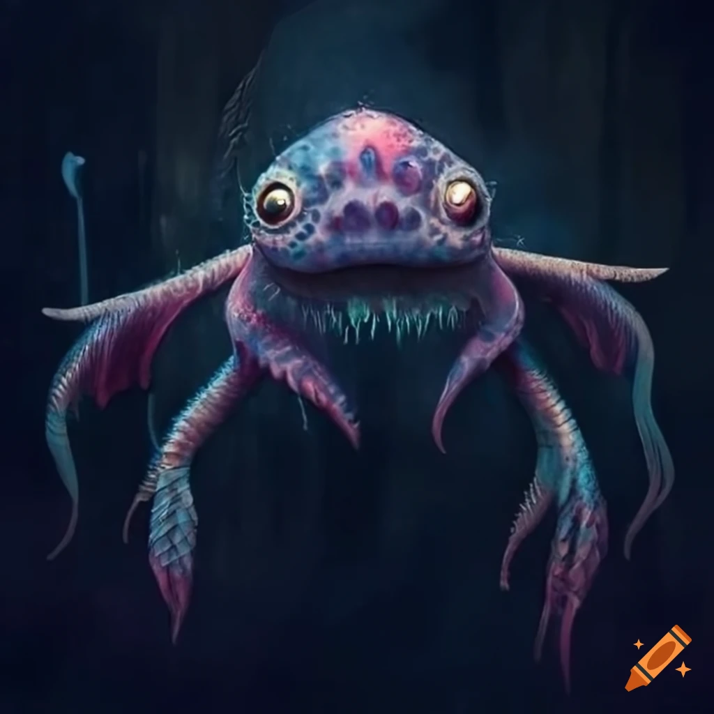 Surreal image of abyssal fish monsters in the dark on Craiyon