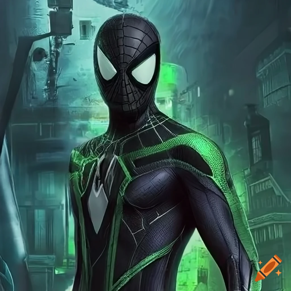 Black And Green Spiderman Suit Black Suit Version Of This Spider Man