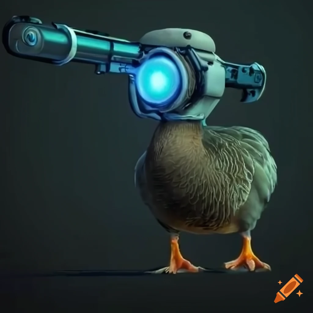Image of a goose with a portal gun on Craiyon