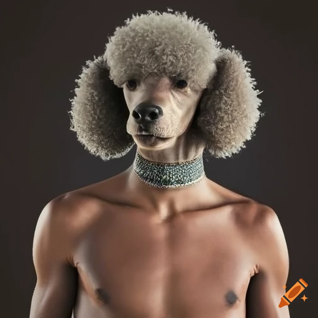 Tribal illustration of a man with a poodle head on Craiyon