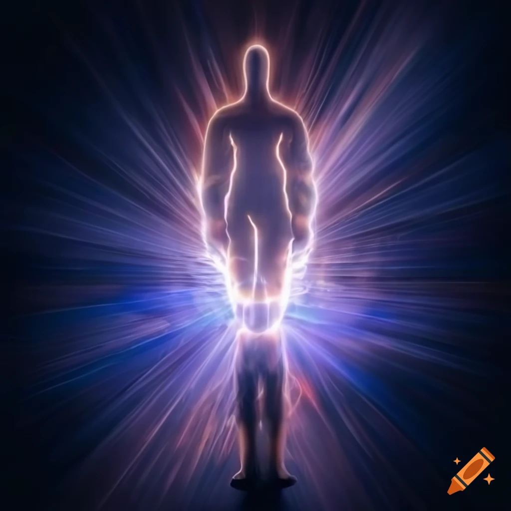 Powerful superhero standing in front of an explosive burst of light on ...