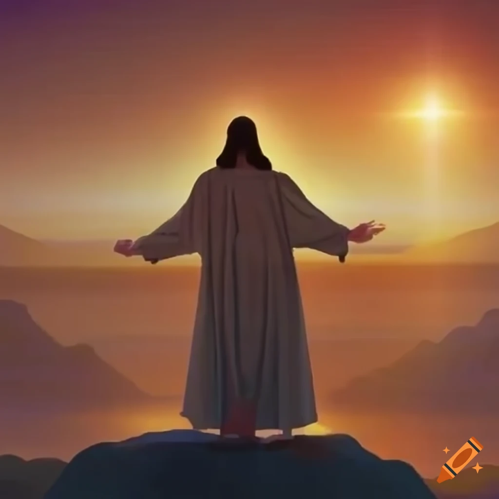 Sunset prayer with Jesus and disciples on Craiyon