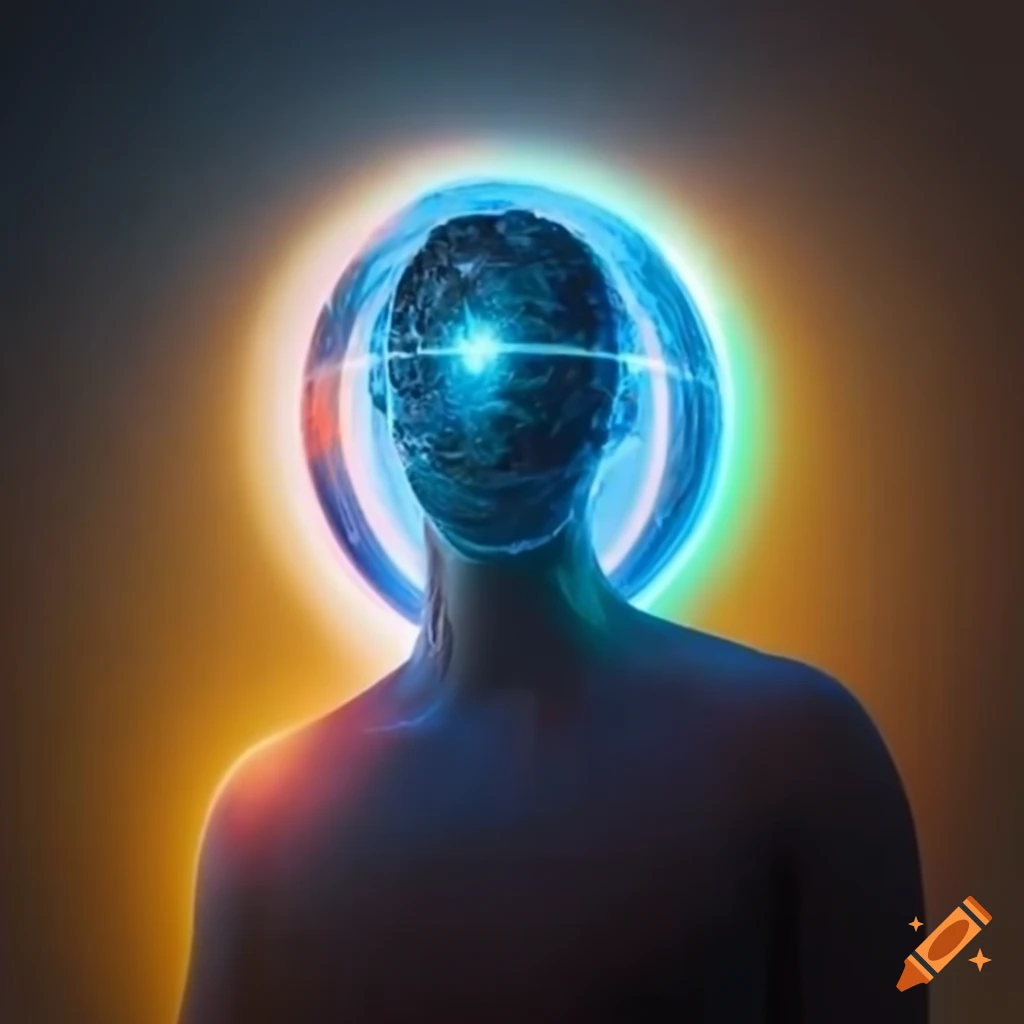 Digital art of a glowing hero with energy eyes on Craiyon