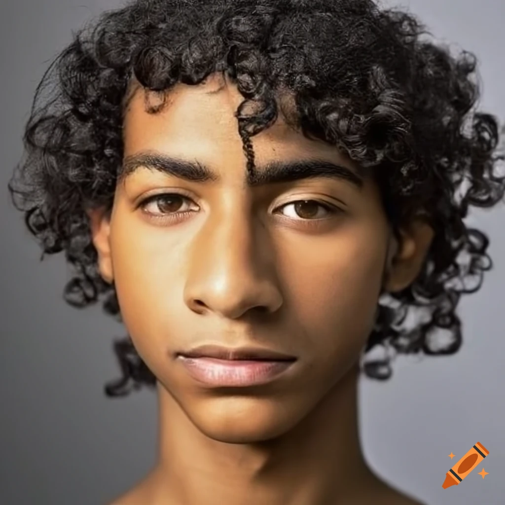 Portrait of a curly-haired man with Arabic features on Craiyon