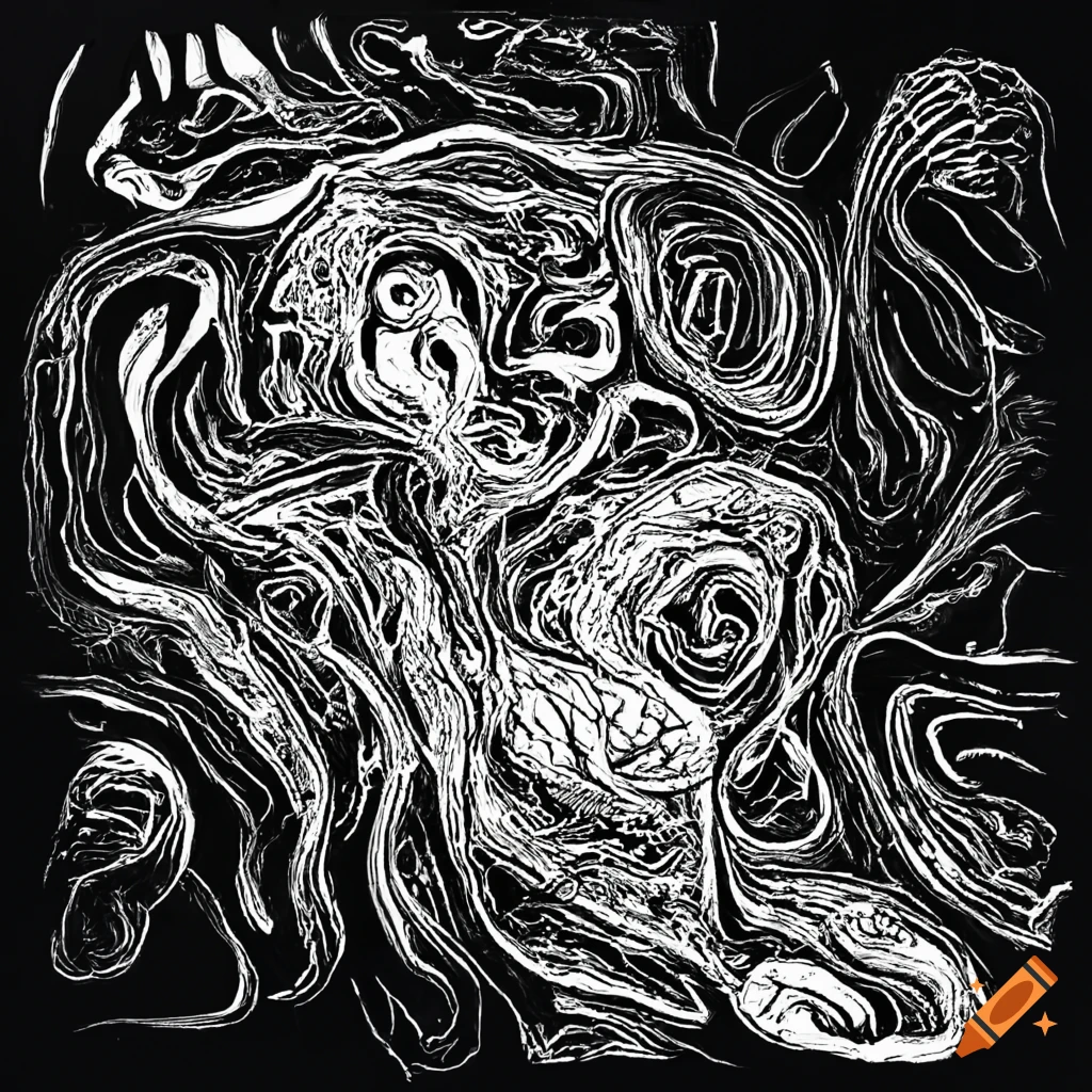 Abstract art of hidden lifeforms in static