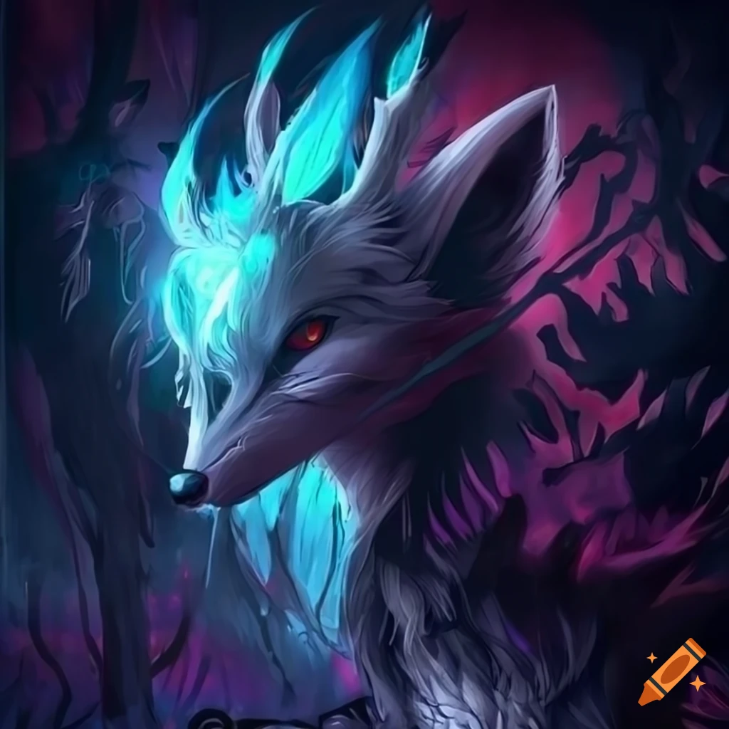 Detailed character design of a mystical anime fox on Craiyon