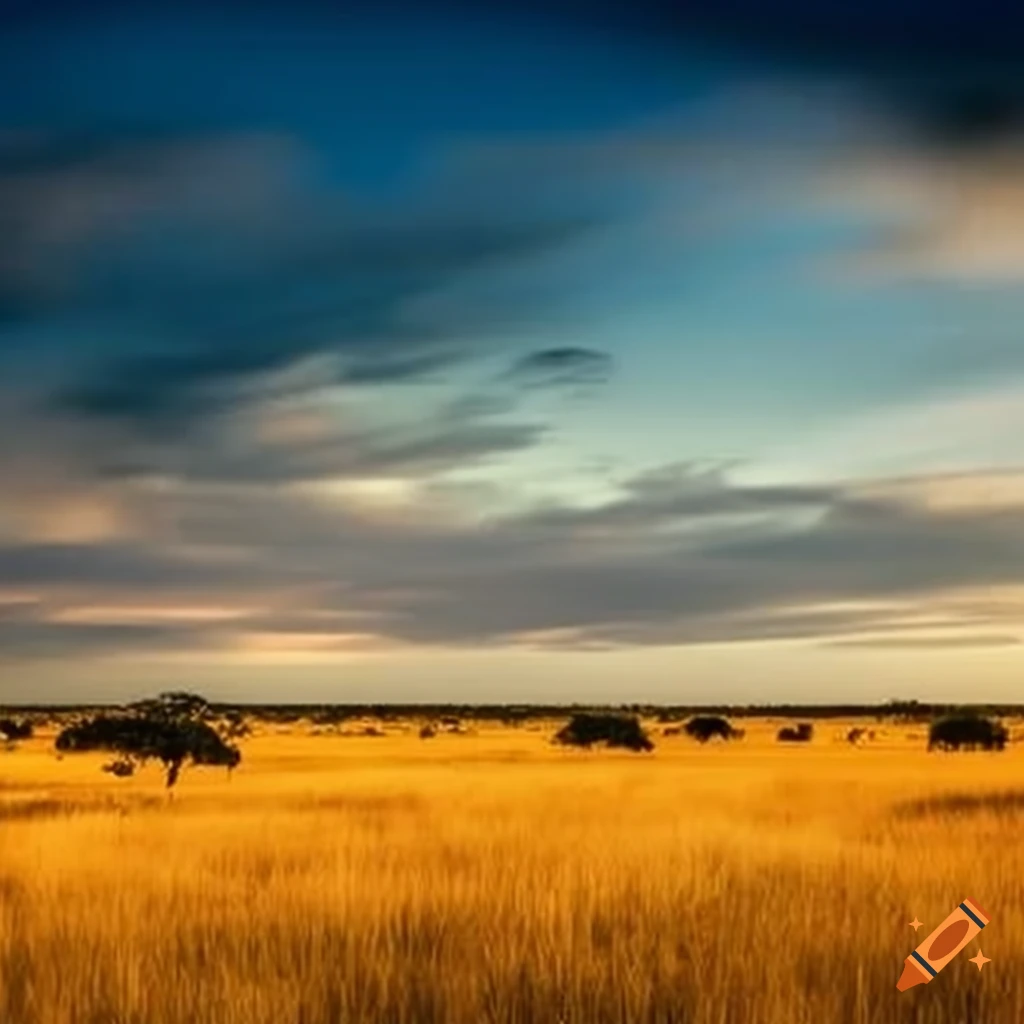 Artwork of a beautiful Savannah field on Craiyon