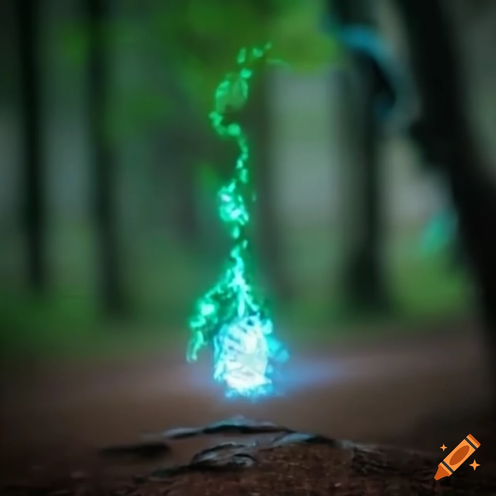 Levitating tree surrounded by a glowing magic circle on Craiyon
