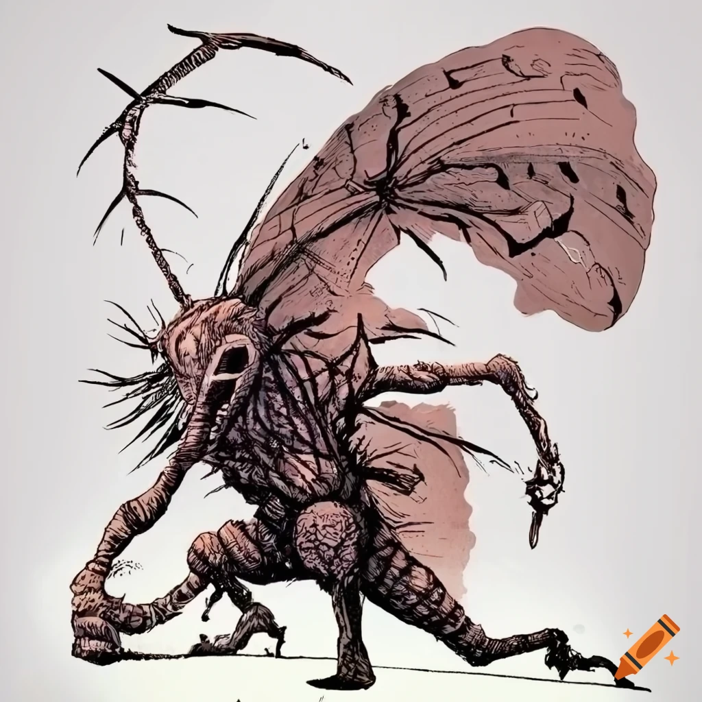 Colorful manga illustration of a moth insect on Craiyon