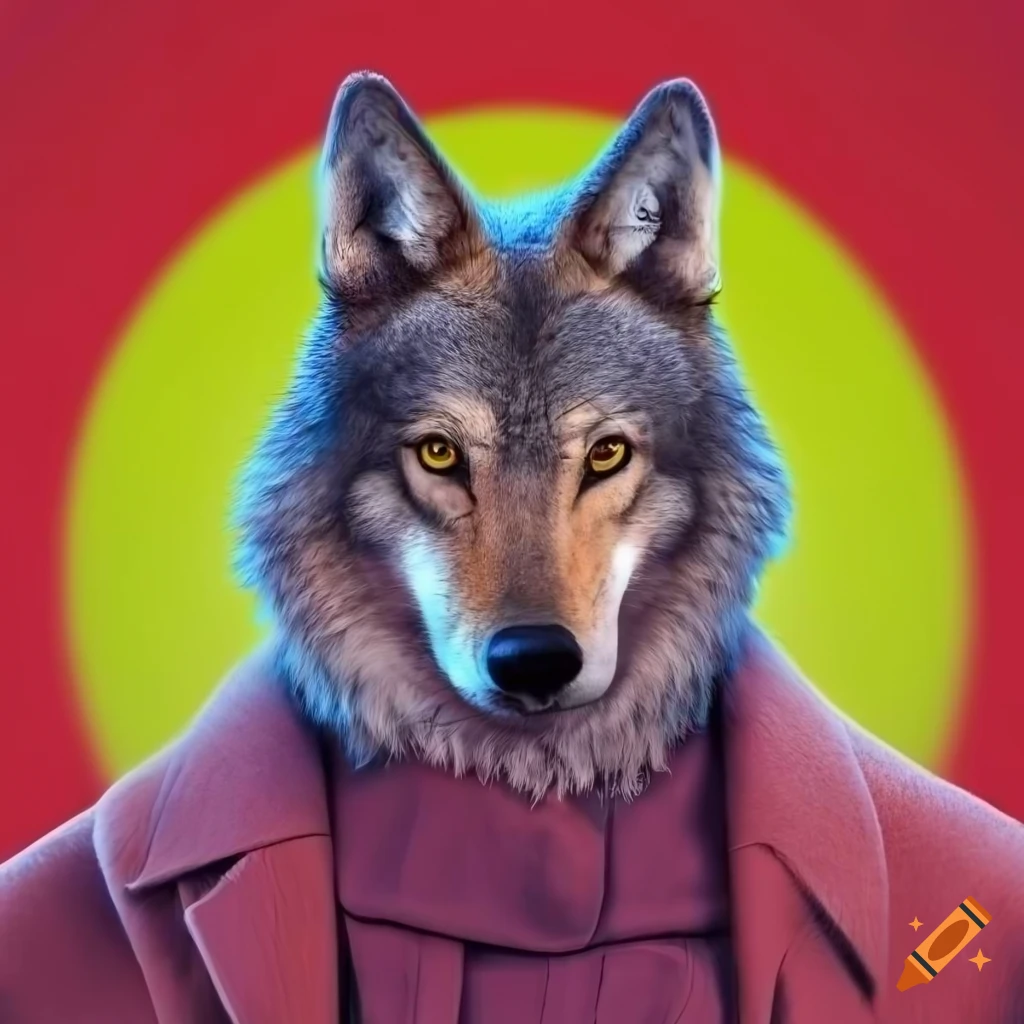 Artistic depiction of a man with a wolf head on Craiyon