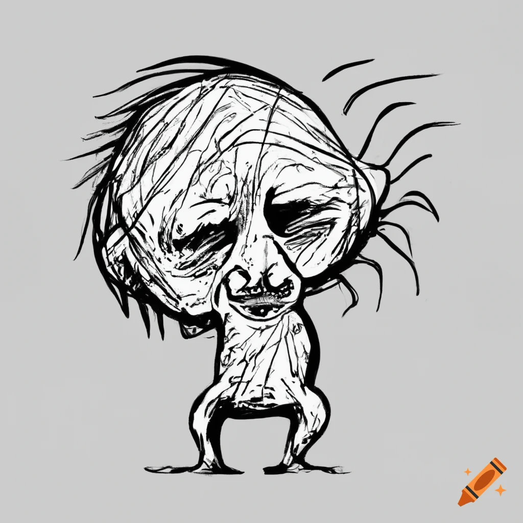 Minimalist illustration of a tired old creature