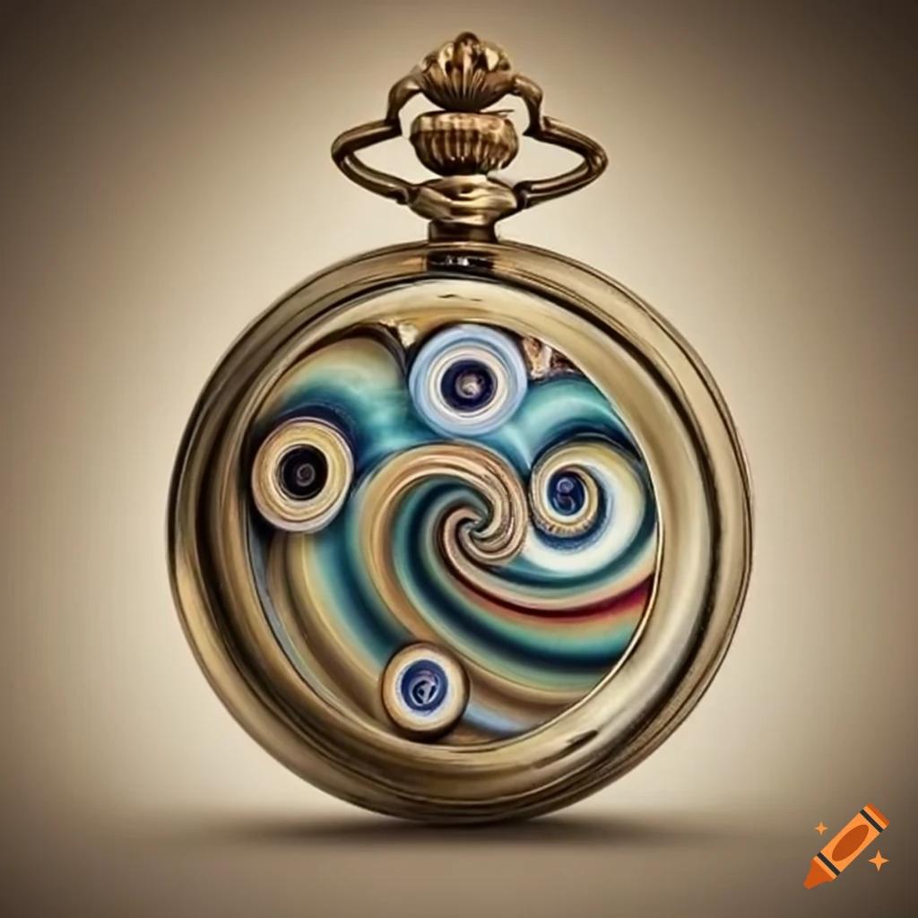 Vintage pocket watch with swirling time vortex on Craiyon