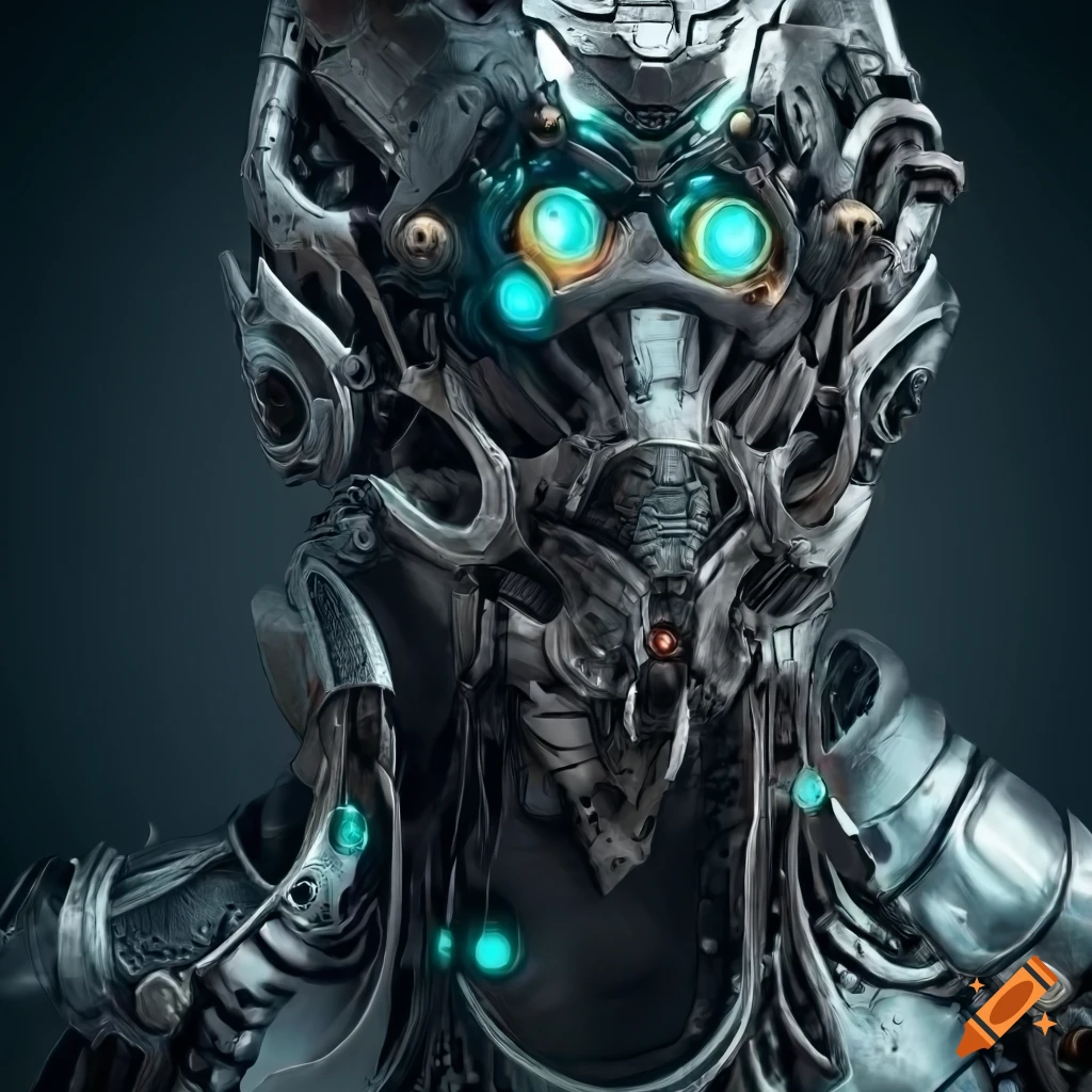 Photorealistic render of a futuristic warrior in bio mechanical armor ...