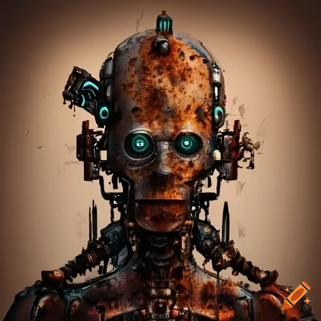 Rusty steampunk cyborg on Craiyon