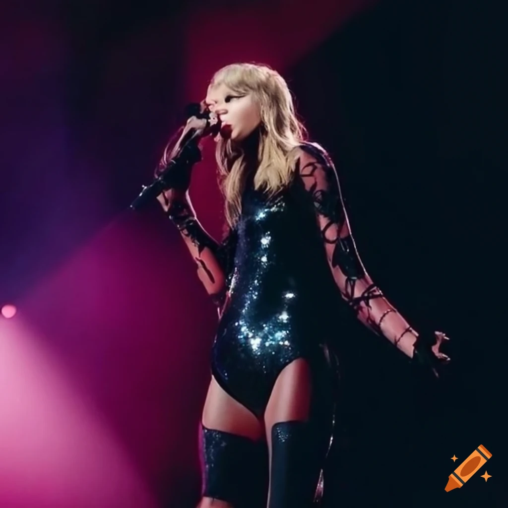 Taylor Swift performing on stage at the Reputation Era tour on Craiyon