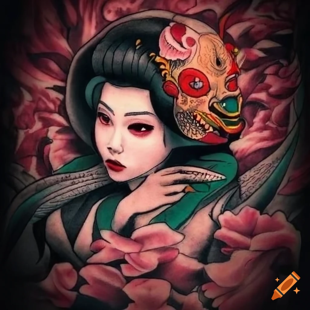 Geisha Cartoon Tattoos
