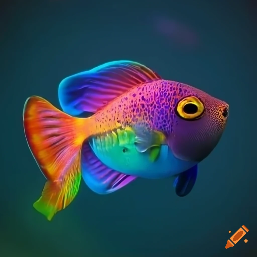 Colorful fish swimming in underwater lava on Craiyon