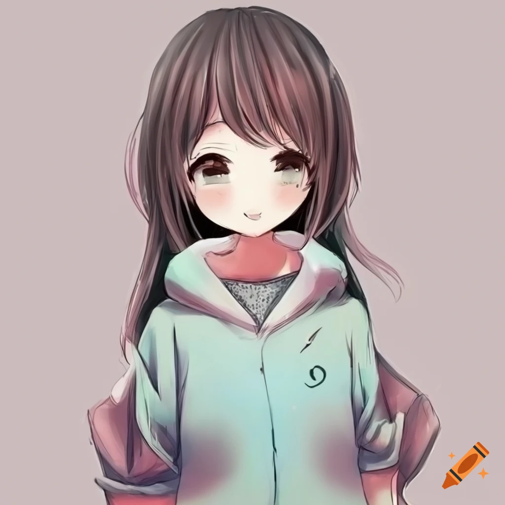 Simple and cute anime girl drawing on Craiyon