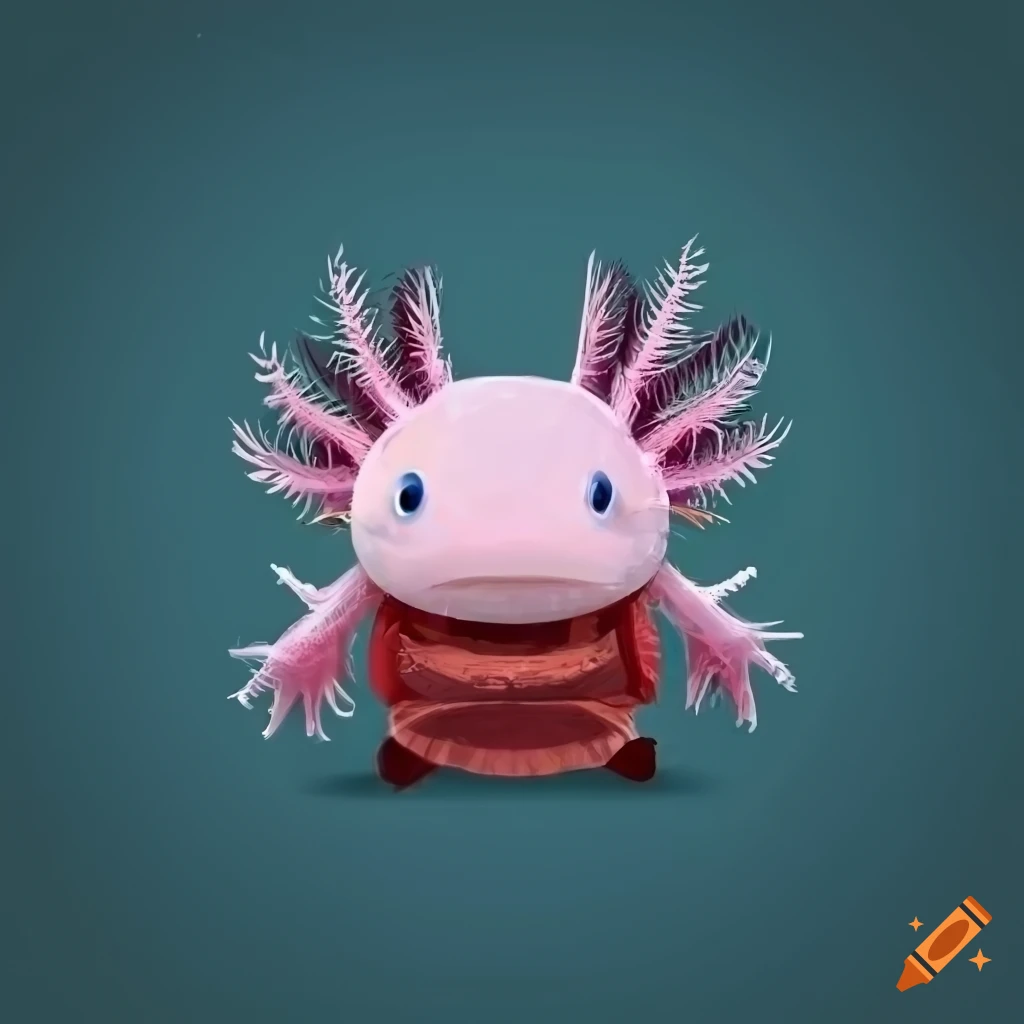 Adorable axolotl standing in gravel roads on Craiyon