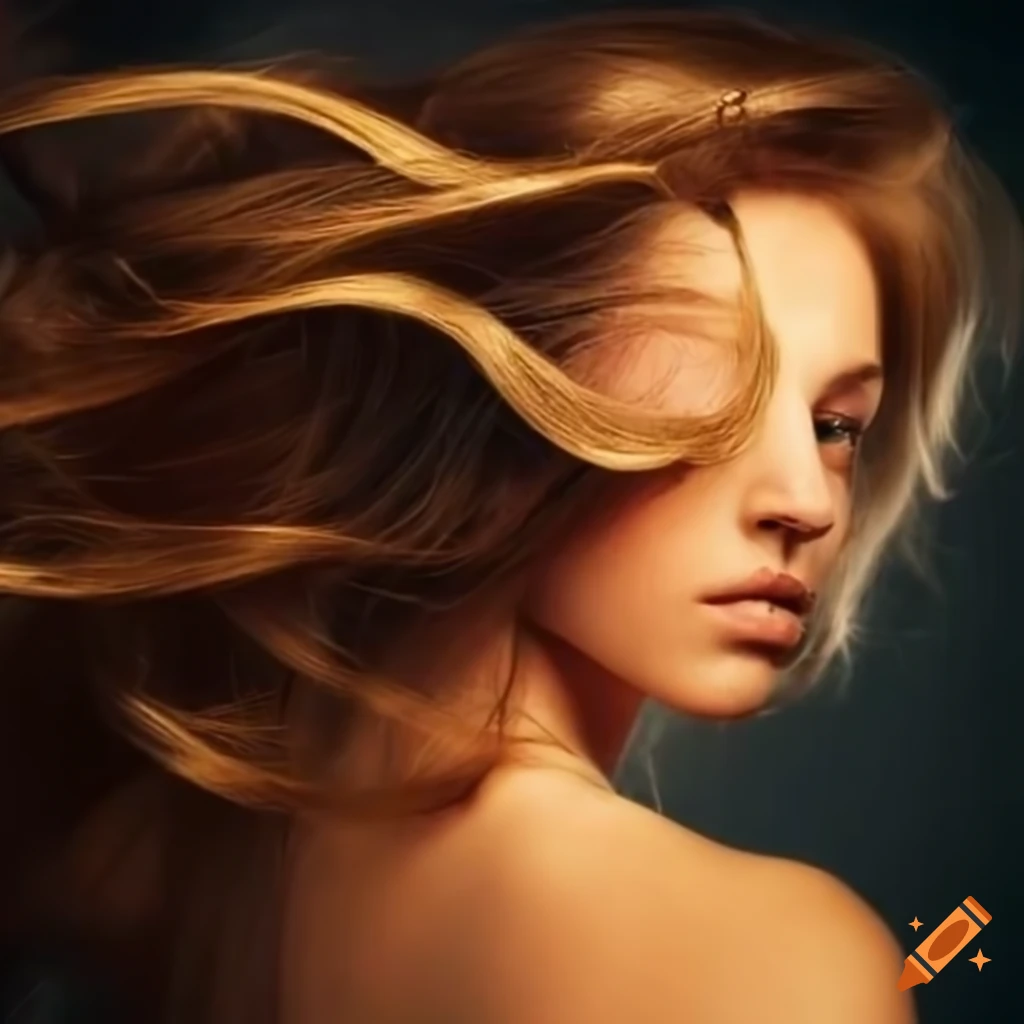 Flowing hair in the wind on Craiyon