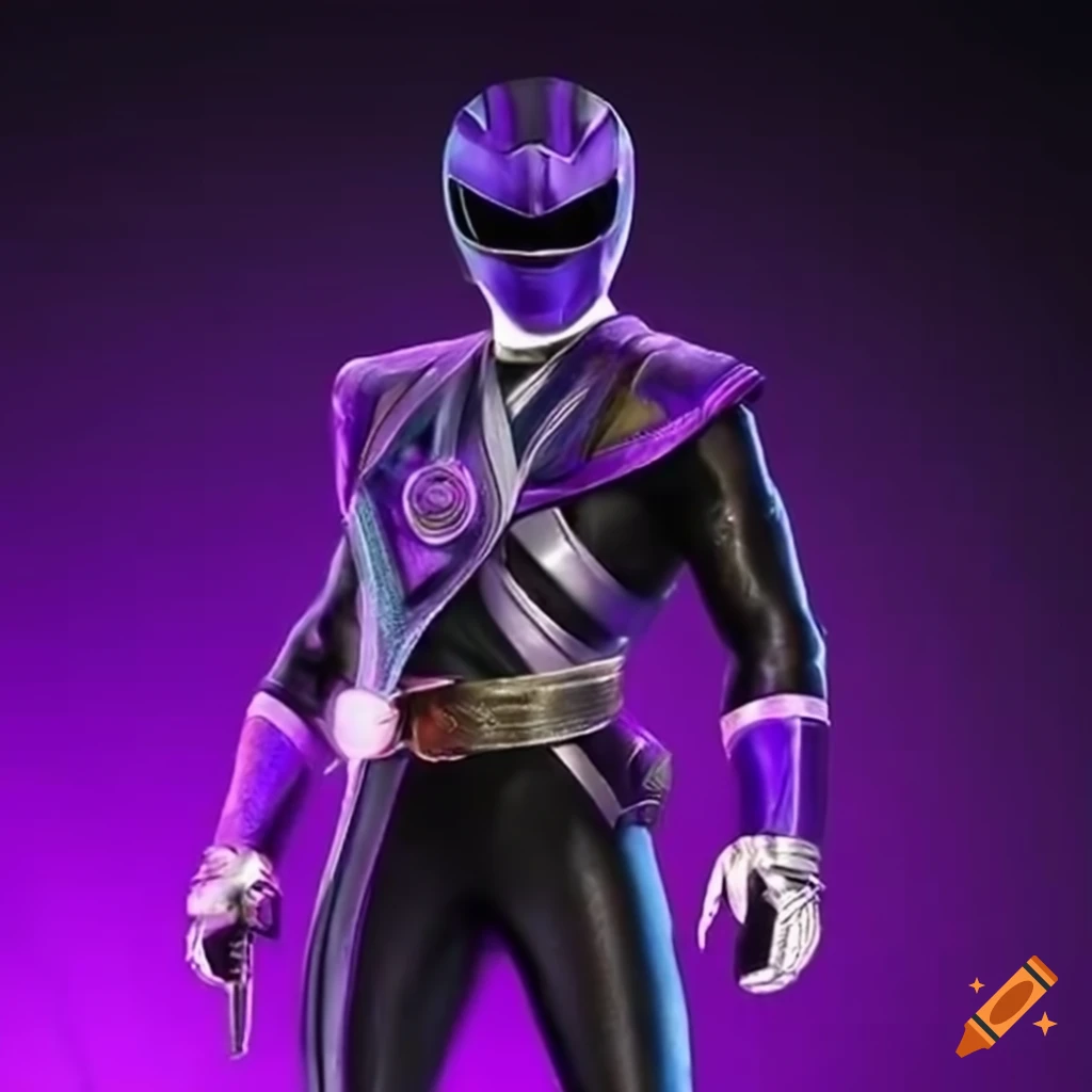 Image of a neon purple chameleon power ranger in unique attire on Craiyon