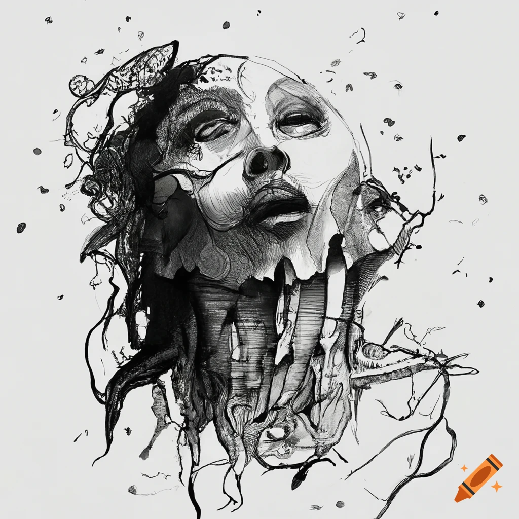 Ink drawing artwork on Craiyon