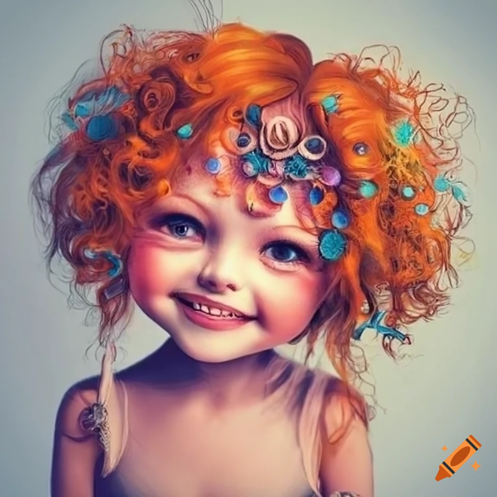 Illustration Of Cute And Colorful Ginger Haired Girls On Craiyon