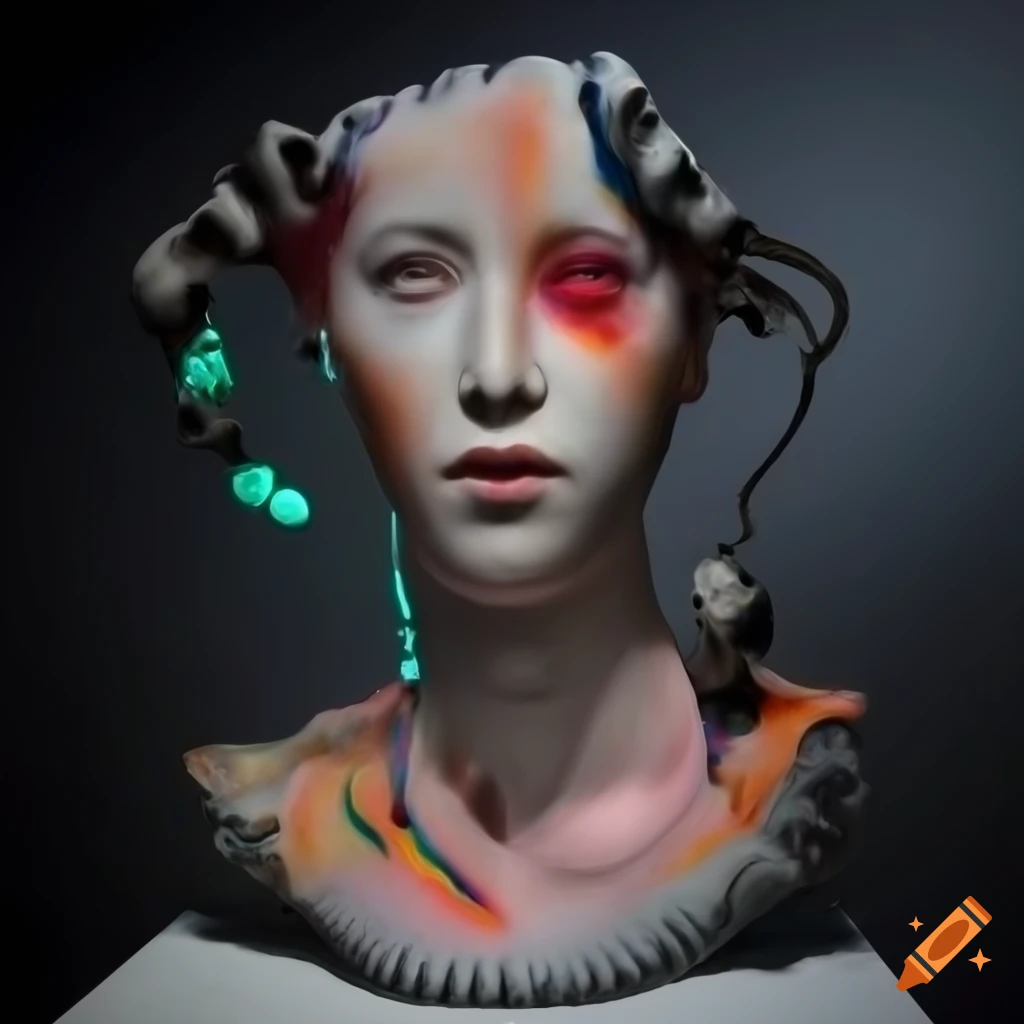 High-quality sculpture with vibrant marble figures on Craiyon