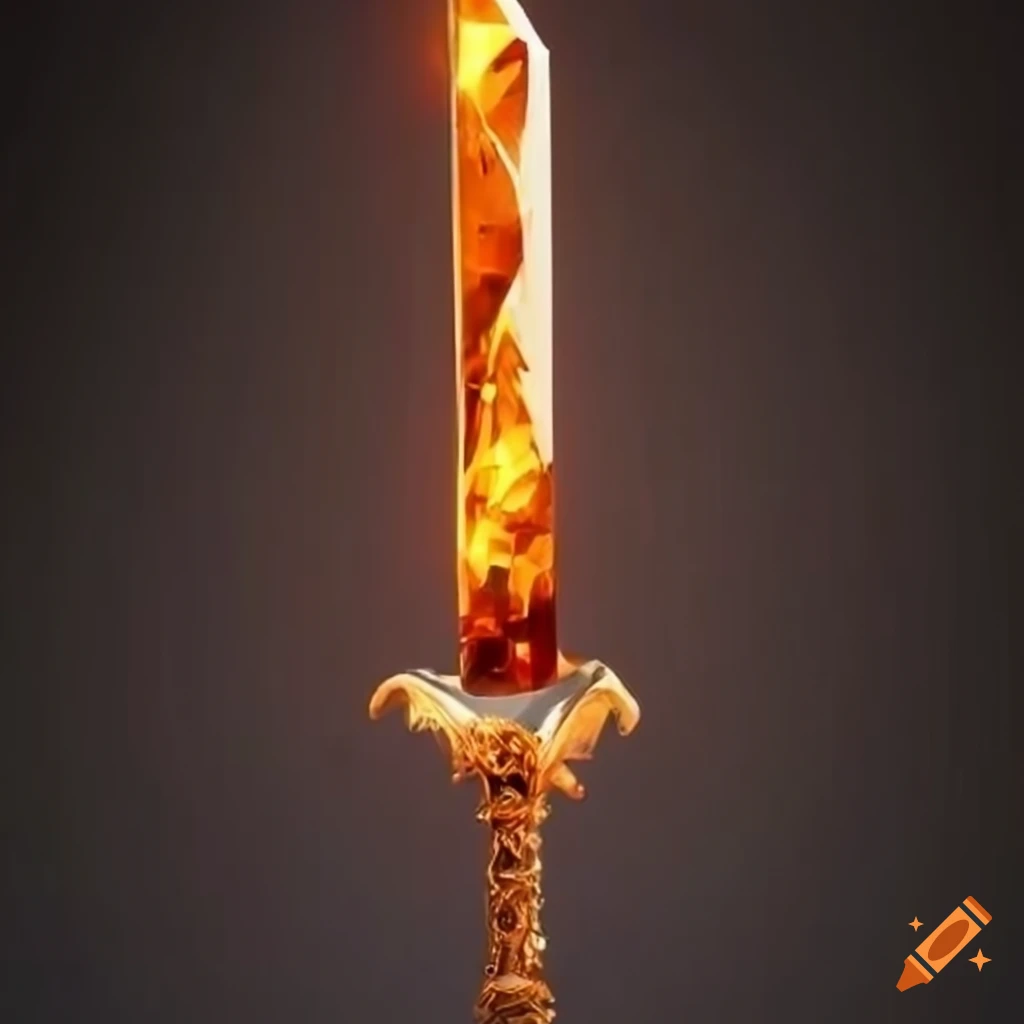 Sword with orange topaz blade and electric sparks on Craiyon