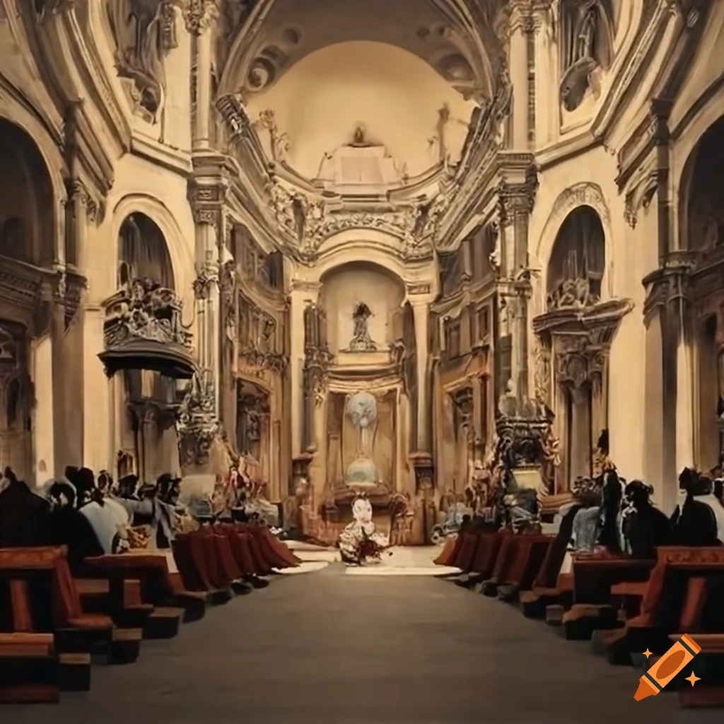 19th century spanish church with rich and poor people on Craiyon