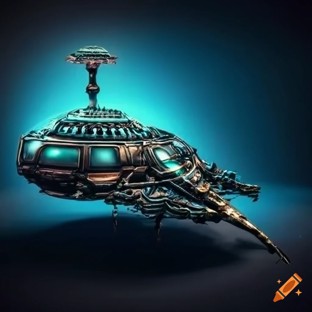 Surrealist artwork with aliens and strange machines on Craiyon