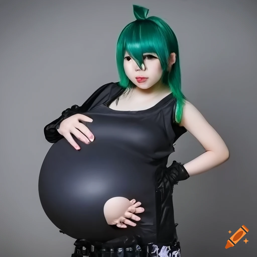 Cosplay of a heavily pregnant punk girl at the zoo on Craiyon