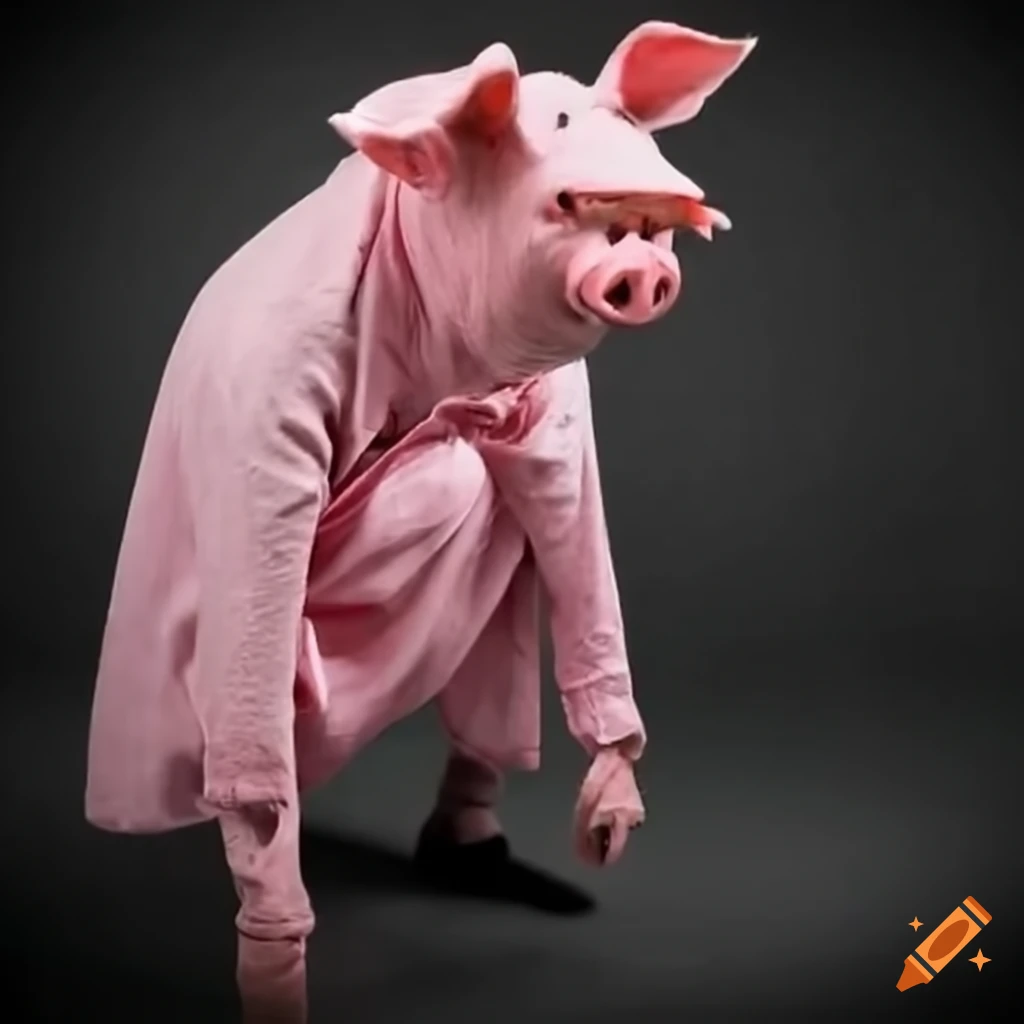 Pig dressed as lab worker costume on Craiyon